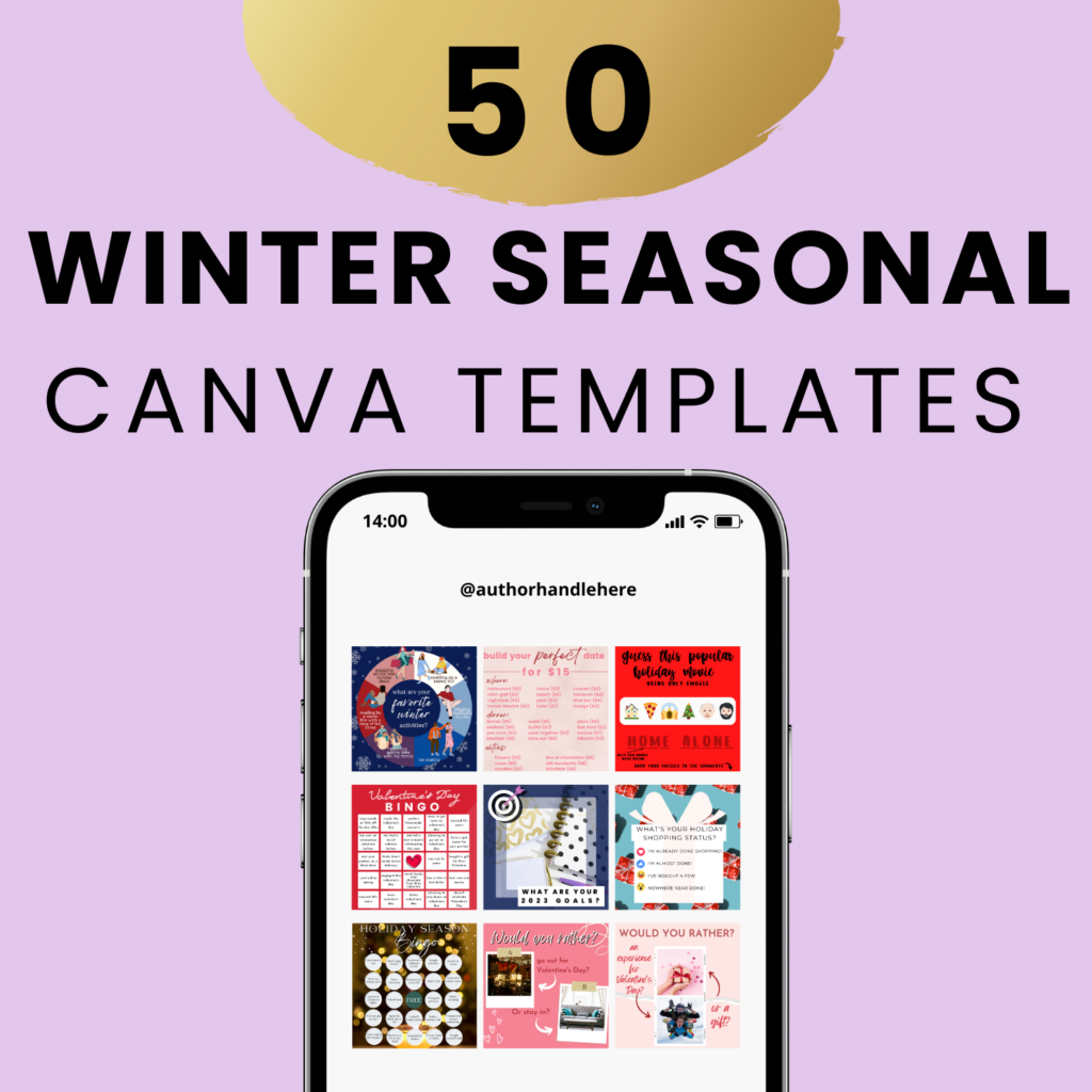 Winter Seasonal Canva Templates - Author Content Calendar