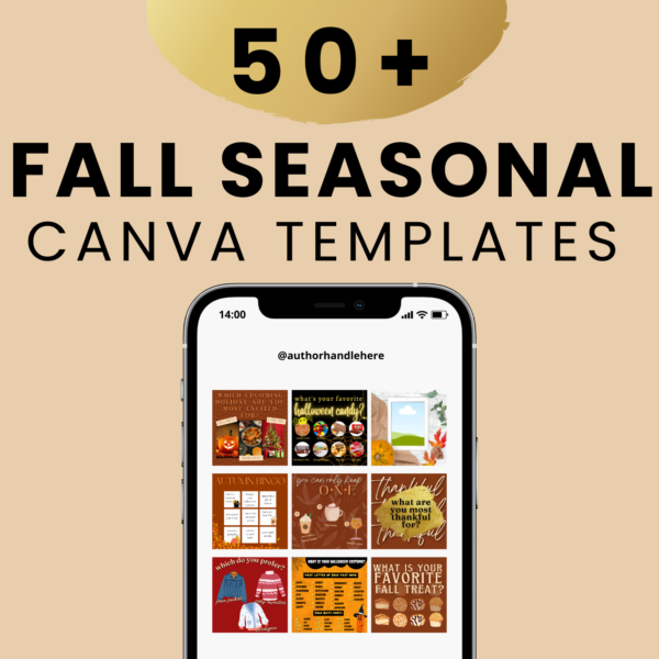 Fall Seasonal Canva Templates - Author Content Calendar